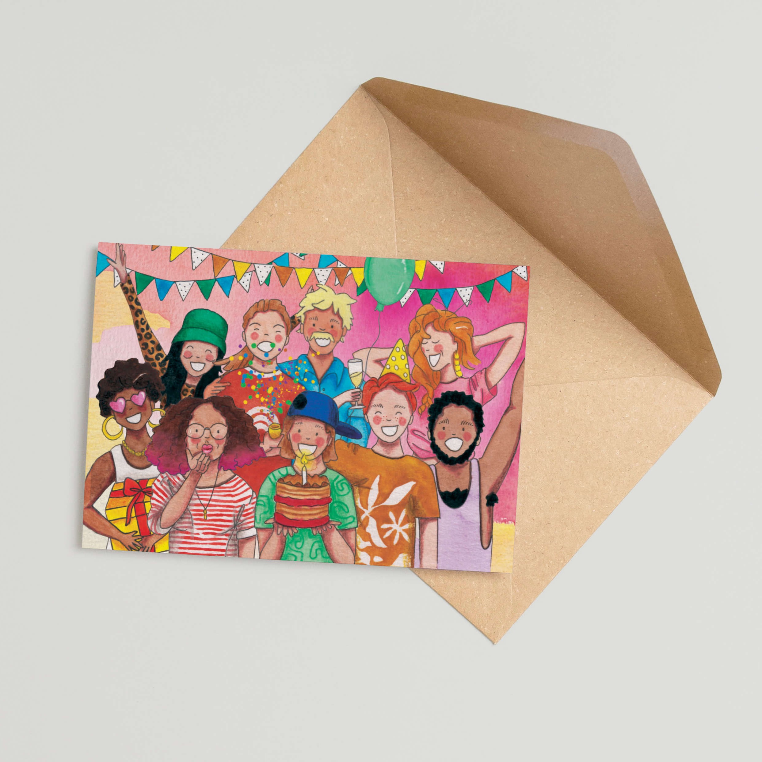 Verjaardagskaart feest | Handgetekende illustratie